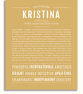 Kristina Personalized Name Meaning Art Prints – Name Stories