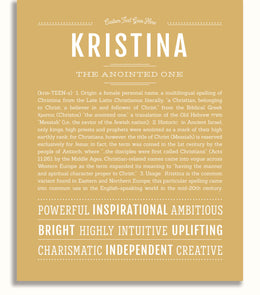Kristina Personalized Name Meaning Art Prints – Name Stories