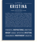 Kristina Personalized Name Meaning Art Prints – Name Stories
