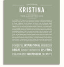 Kristina Personalized Name Meaning Art Prints – Name Stories