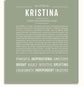 Kristina Personalized Name Meaning Art Prints – Name Stories