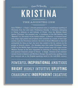 Kristina Personalized Name Meaning Art Prints – Name Stories