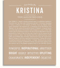 Kristina Personalized Name Meaning Art Prints – Name Stories