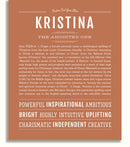 Kristina Personalized Name Meaning Art Prints – Name Stories
