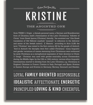 Kristine Personalized Name Meaning Art Prints – Name Stories