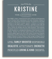 Kristine Personalized Name Meaning Art Prints – Name Stories