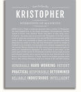 Kristopher Personalized Name Meaning Art Prints – Name Stories