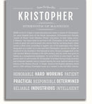 Kristopher Personalized Name Meaning Art Prints – Name Stories
