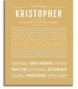 Kristopher Personalized Name Meaning Art Prints – Name Stories
