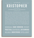 Kristopher Personalized Name Meaning Art Prints – Name Stories