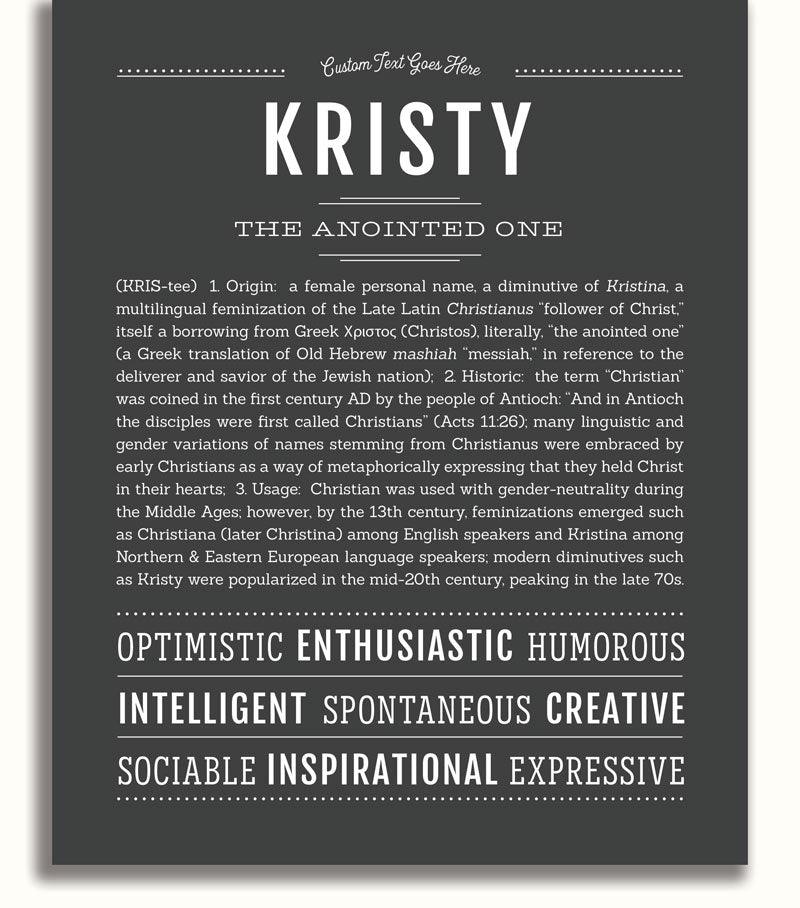 Kristy Personalized Name Meaning Art Prints – Name Stories