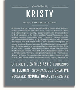 Kristy Personalized Name Meaning Art Prints – Name Stories