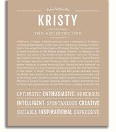 Kristy Personalized Name Meaning Art Prints – Name Stories
