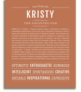 Kristy Personalized Name Meaning Art Prints – Name Stories