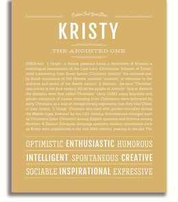 Kristy Personalized Name Meaning Art Prints – Name Stories