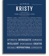 Kristy Personalized Name Meaning Art Prints – Name Stories