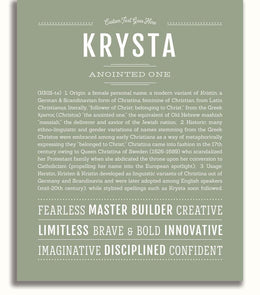Krysta Personalized Name Meaning Art Prints – Name Stories