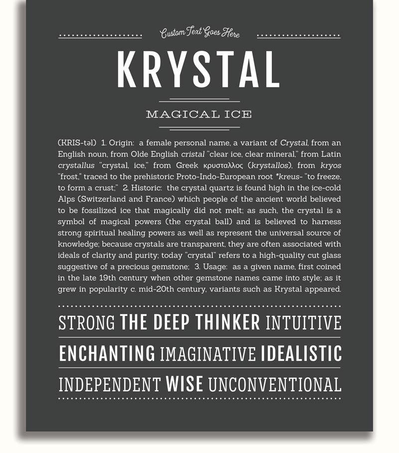 Krystal Personalized Name Meaning Art Prints – Name Stories