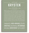 Krysten Personalized Name Meaning Art Prints – Name Stories