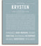 Krysten Personalized Name Meaning Art Prints – Name Stories