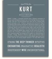 Kurt Personalized Name Meaning Art Prints – Name Stories