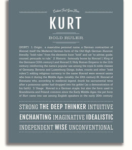 Kurt Personalized Name Meaning Art Prints – Name Stories