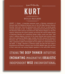 Kurt Personalized Name Meaning Art Prints – Name Stories