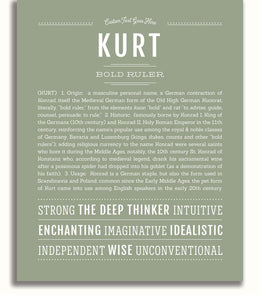 Kurt Personalized Name Meaning Art Prints – Name Stories