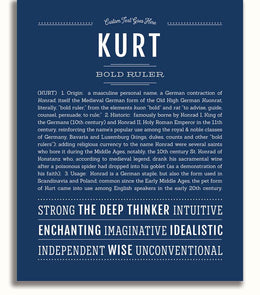 Kurt Personalized Name Meaning Art Prints – Name Stories