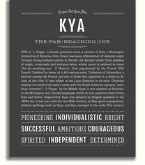 Kya Personalized Name Meaning Art Prints – Name Stories