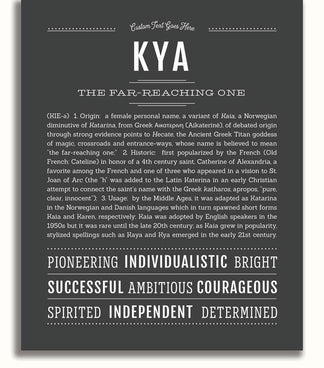 Kya Personalized Name Meaning Art Prints – Name Stories
