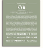 Kya Personalized Name Meaning Art Prints – Name Stories