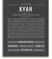 Kyah Personalized Name Meaning Art Prints – Name Stories