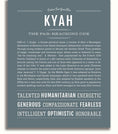 Kyah Personalized Name Meaning Art Prints – Name Stories