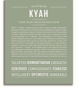 Kyah Personalized Name Meaning Art Prints – Name Stories