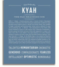 Kyah Personalized Name Meaning Art Prints – Name Stories