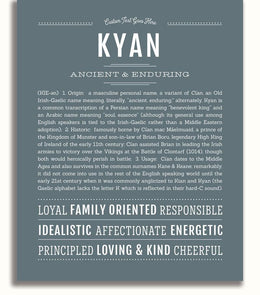 Kyan Personalized Name Meaning Art Prints – Name Stories