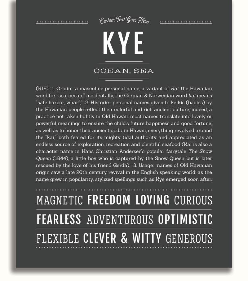 Kye Personalized Name Meaning Art Prints – Name Stories