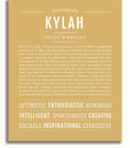 Kylah Personalized Name Meaning Art Prints – Name Stories