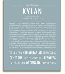 Kylan Personalized Name Meaning Art Prints – Name Stories