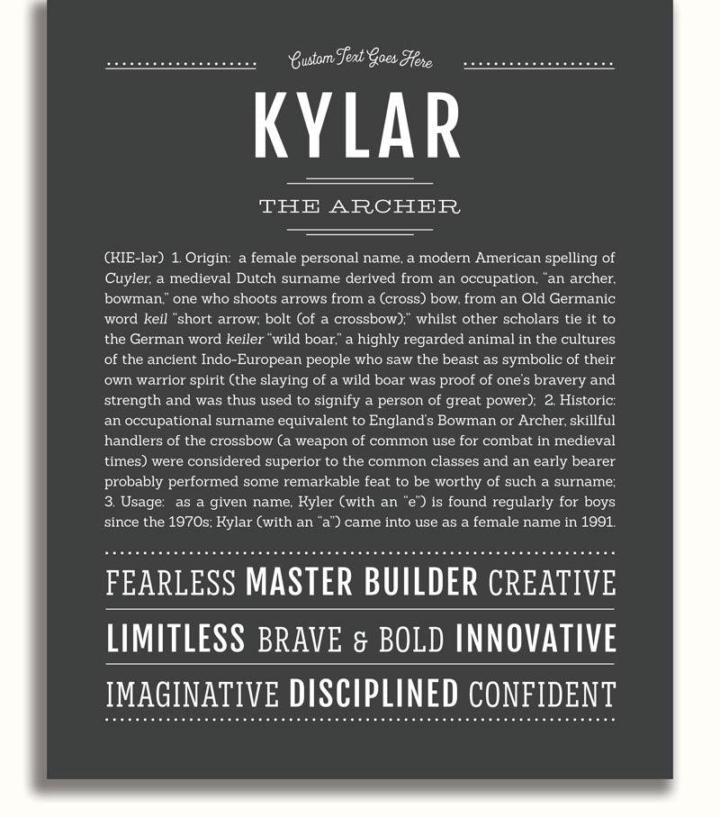 Kylar Personalized Name Meaning Art Prints – Name Stories