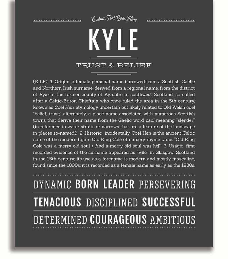 Kyle Personalized Name Meaning Art Prints – Name Stories