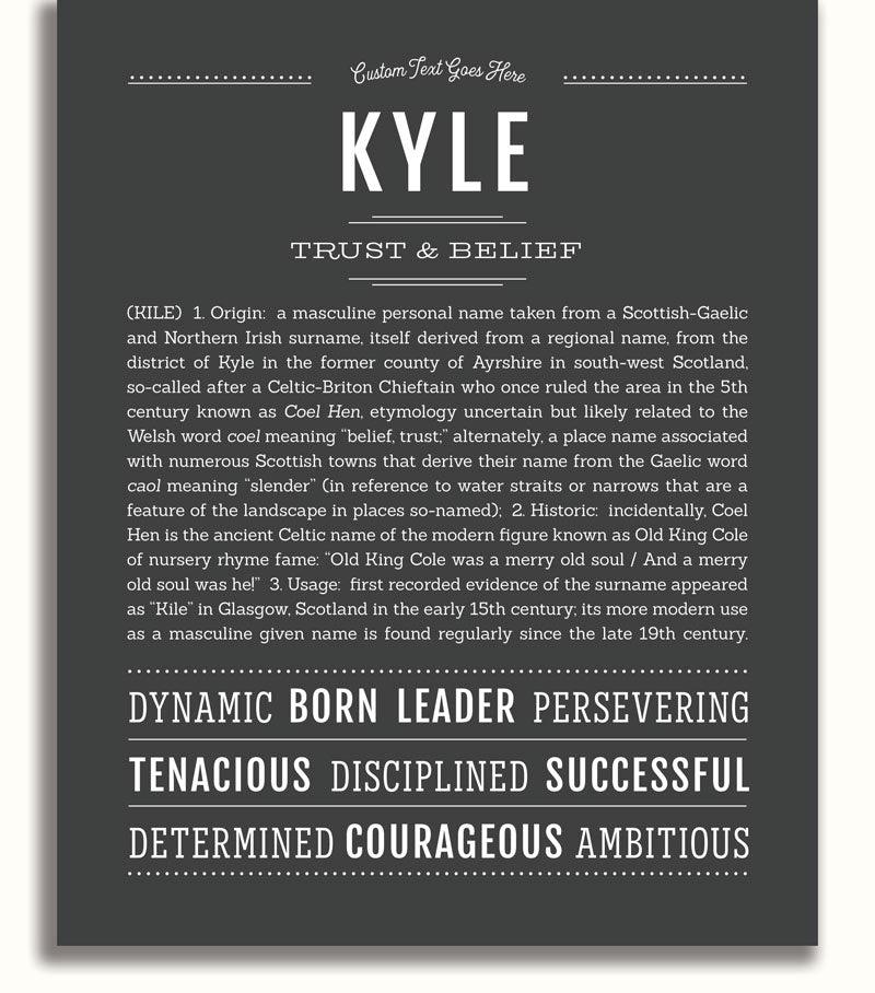 Kyle Personalized Name Meaning Art Prints – Name Stories