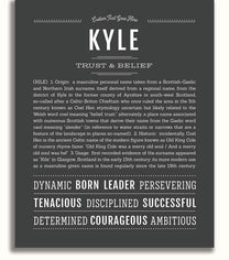 Kyle Personalized Name Meaning Art Prints – Name Stories