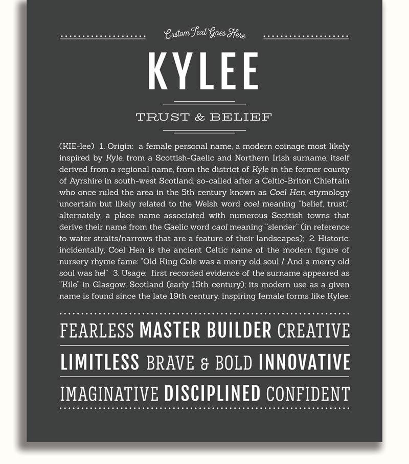 Kylee Personalized Name Meaning Art Prints – Name Stories