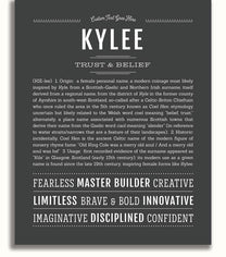 Kylee Personalized Name Meaning Art Prints – Name Stories
