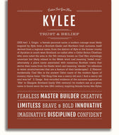 Kylee Personalized Name Meaning Art Prints – Name Stories