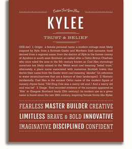 Kylee Personalized Name Meaning Art Prints – Name Stories