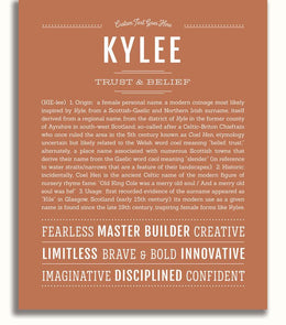 Kylee Personalized Name Meaning Art Prints – Name Stories