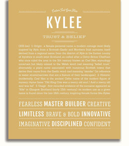 Kylee Personalized Name Meaning Art Prints – Name Stories